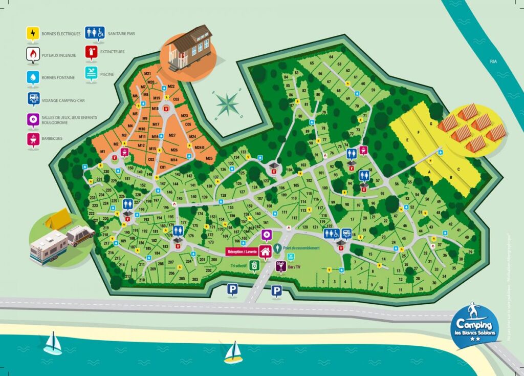 Campsite map - Camping des blancs sablons